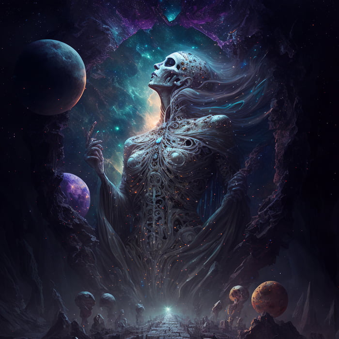 Death, mistress of the empty universe (AI art from visual novel "Alien ...