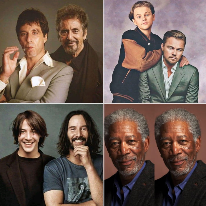 Actors with their younger selves. - 9GAG