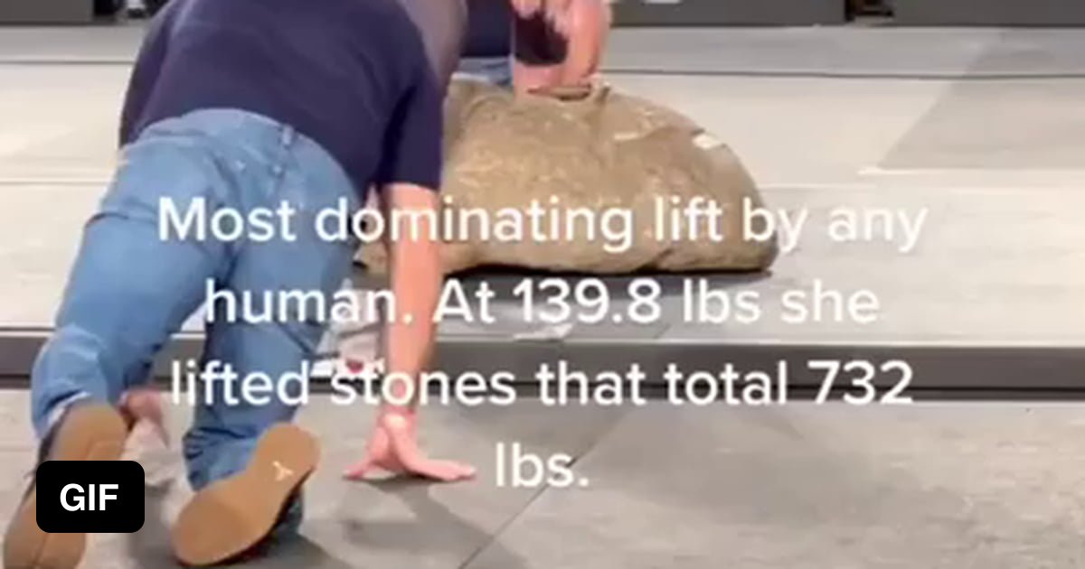 Woman (under 140lb) lifts two rocks with a combined weight of 732lb - 9GAG