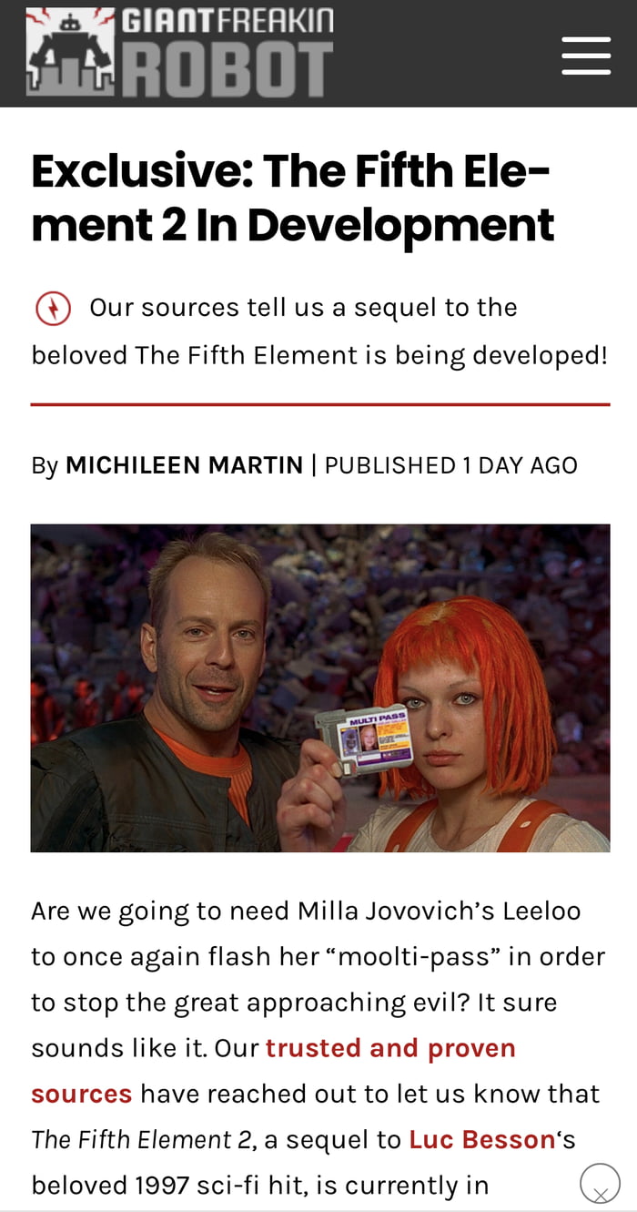 I was under the impression it didn’t need a sequel , it was perfect. What do you guys think ...