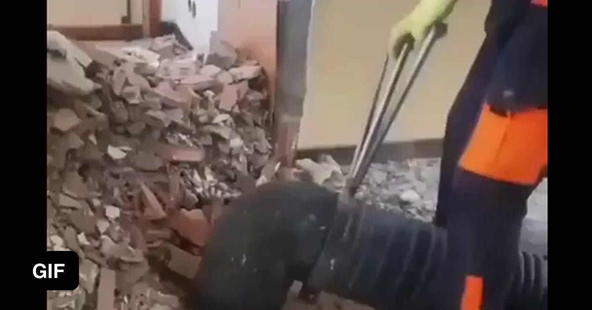 Using vacuum suction to remove the rubble from a Polish construction site - 9GAG