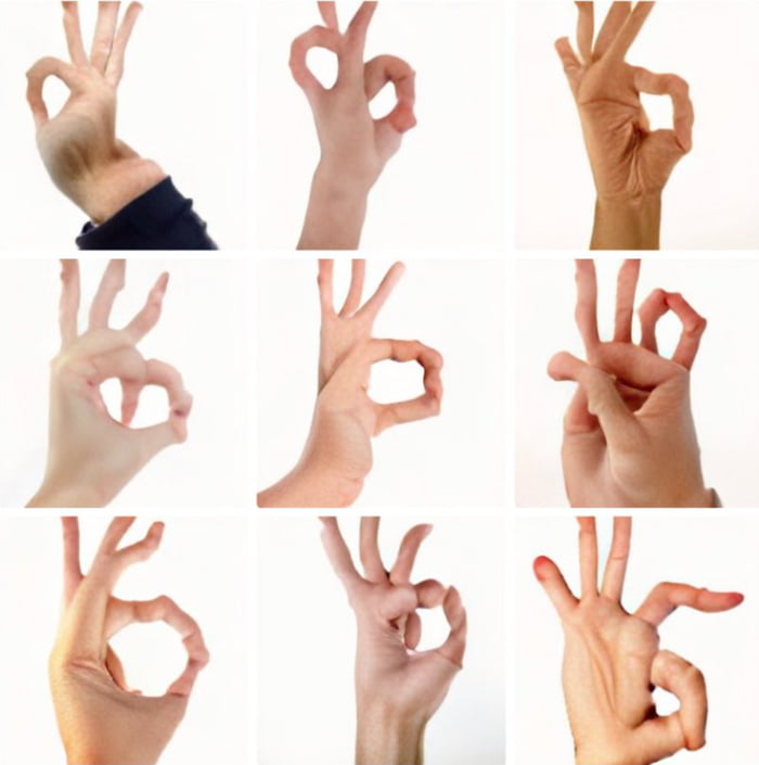 AI-generated variations of the "Okay" gesture - 9GAG