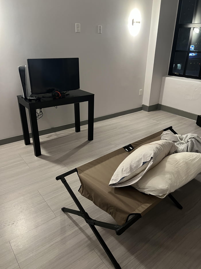 Couch and TV set up for the next couple weeks - 9GAG