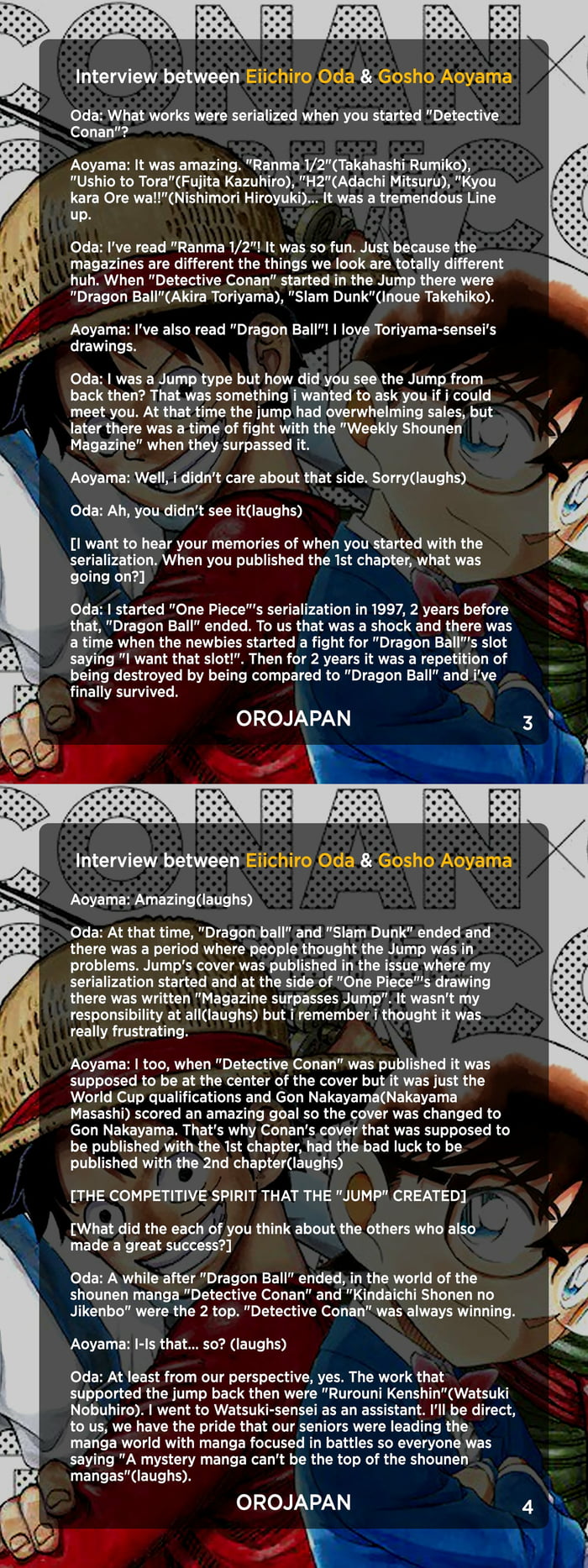 Gosho and Oda talking about Dragon Ball and Akira Toriyama - 9GAG