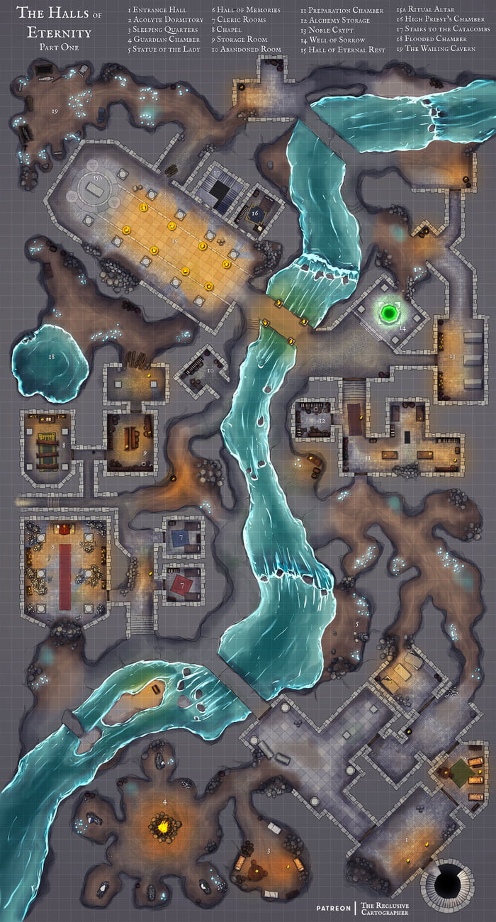 The first part of a huge DnD dungeon I drew a few months back. Feel ...