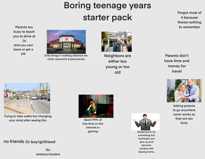 Boring teenage years starter pack - 9GAG