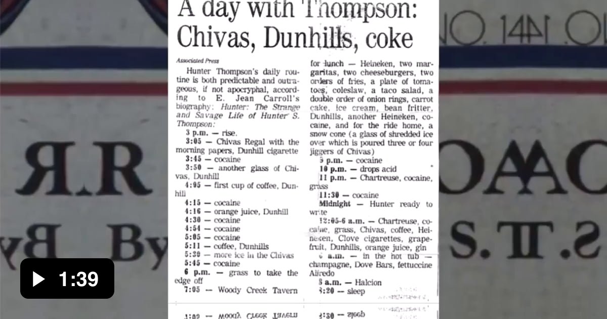 Hunter S Thompsons daily routine... - 9GAG