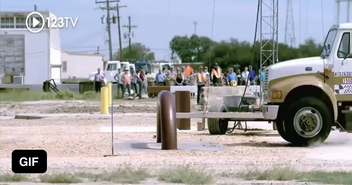 Anti-ram barrier crash test - 9GAG