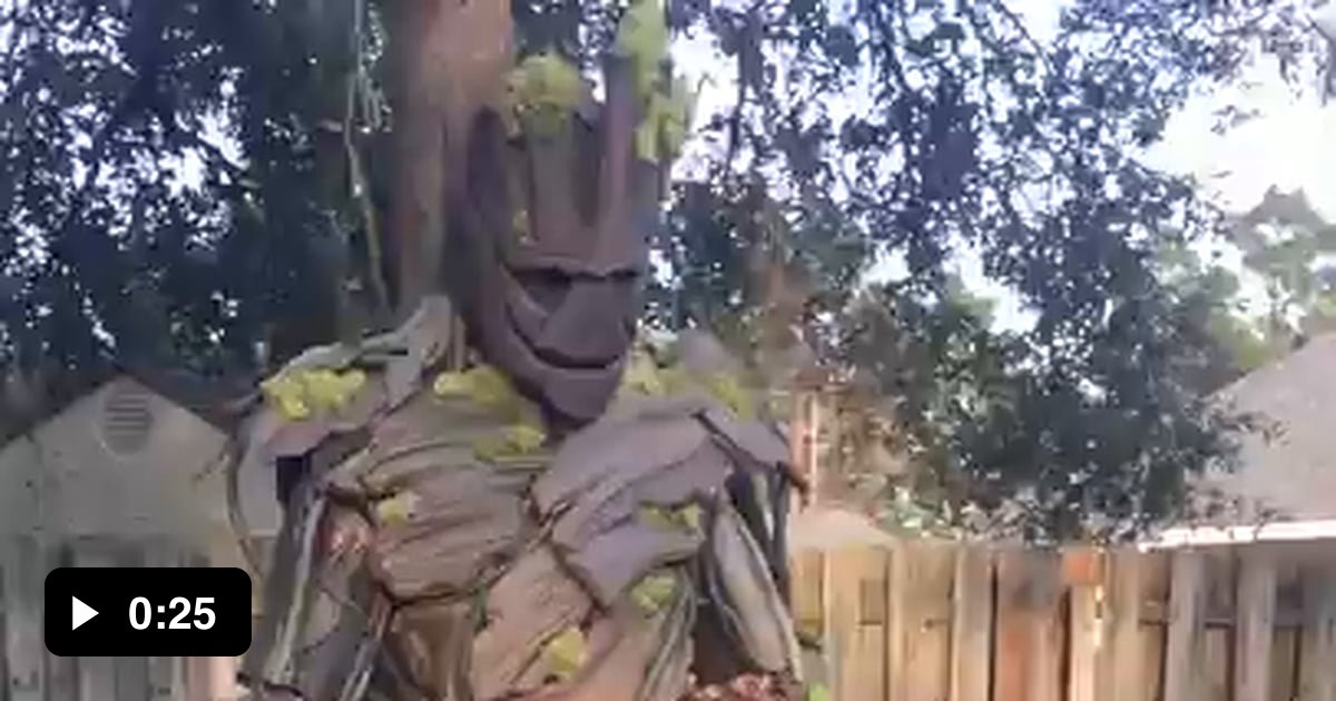 A father built a Groot costume for himself and a Rocket costume for his ...