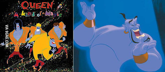 It looks like the Disney genie was based on Queen album art. - 9GAG