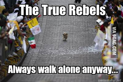 The true rebels always walk alone anyway... - 9GAG