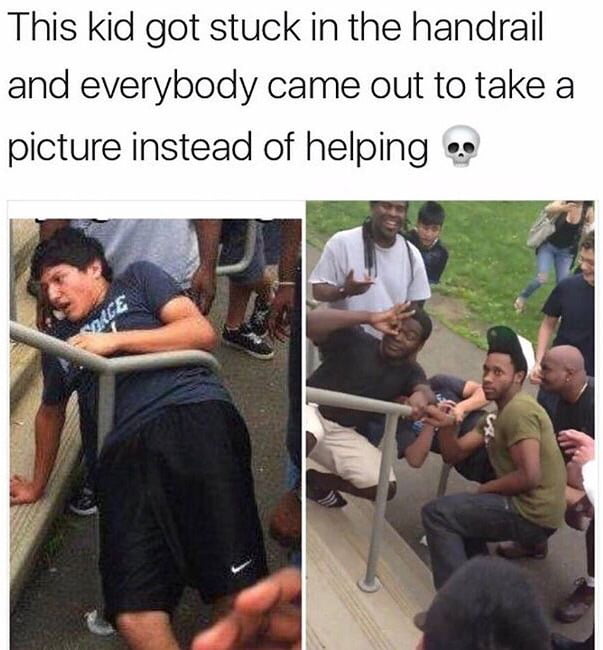 How did he get stuck there? - 9GAG