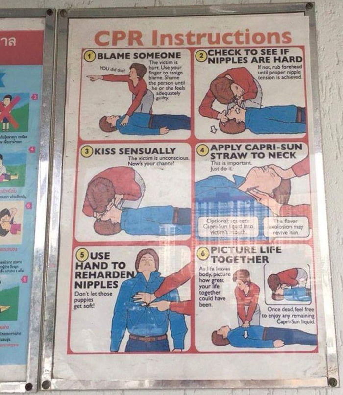 Thailand. CPR Instructions Next To The Hotel Pool. - 9GAG