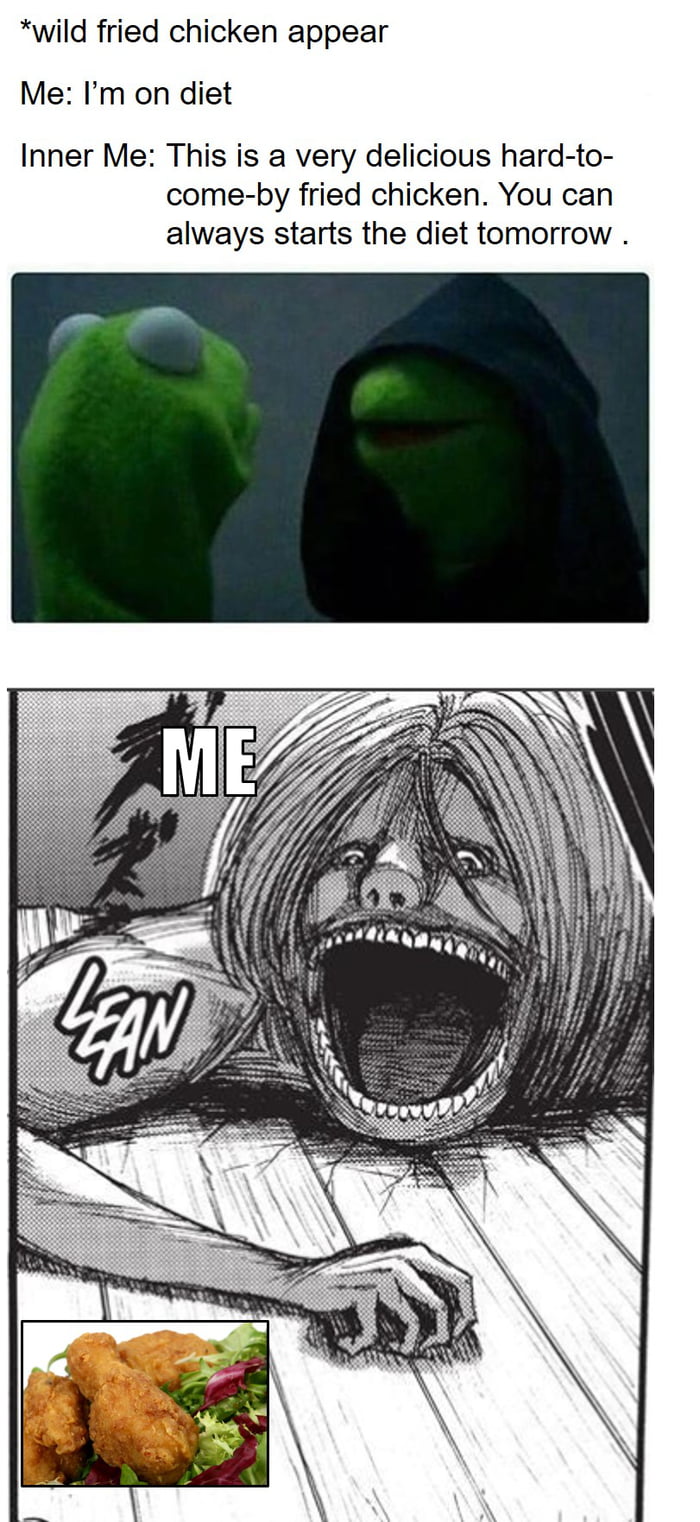 Fried chicken is my kryptonite. (Also, pizza, ice cream, burgers, bacons, etc... Help...) - 9GAG