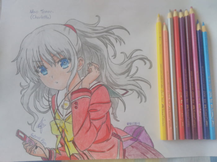 My drawing of Nao Tomori from "Charlotte"! Instagram: @gabrielpds93 - 9GAG