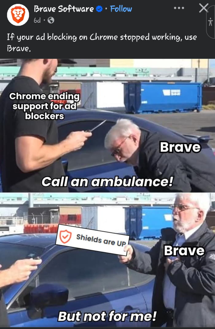 Brave browser trolling chrome - 9GAG