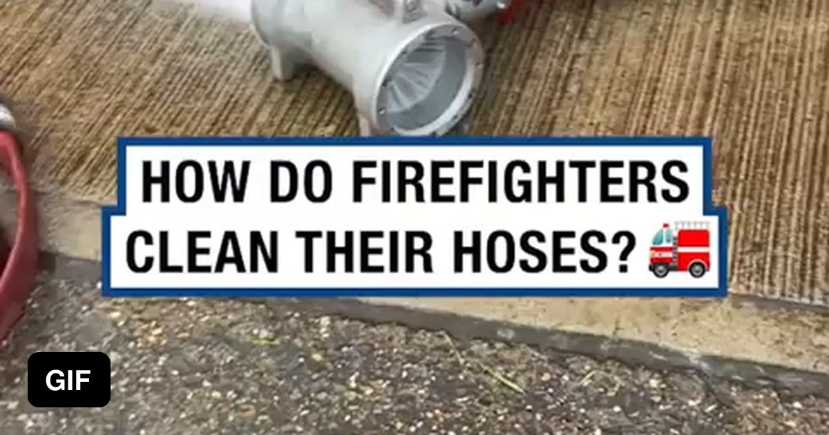 How firefighters clean their hose after use - 9GAG