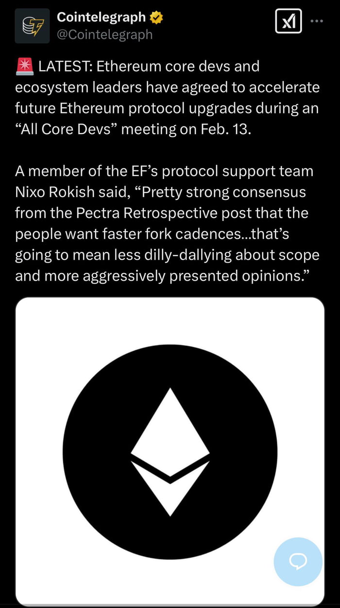 Ethereum core devs and ecosystem leaders have agreed to accelerate ...