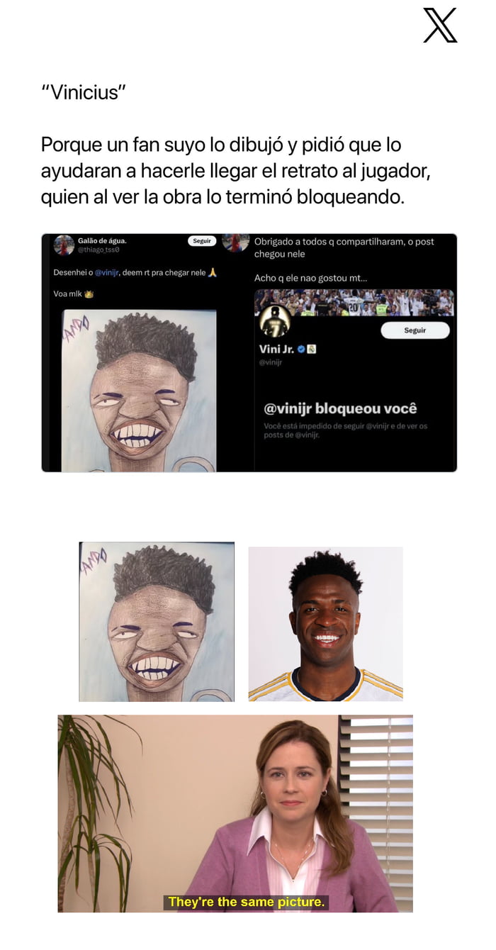 A child drew a portrait of Vini Jr. and sent it to him on Twitter, Vini ...