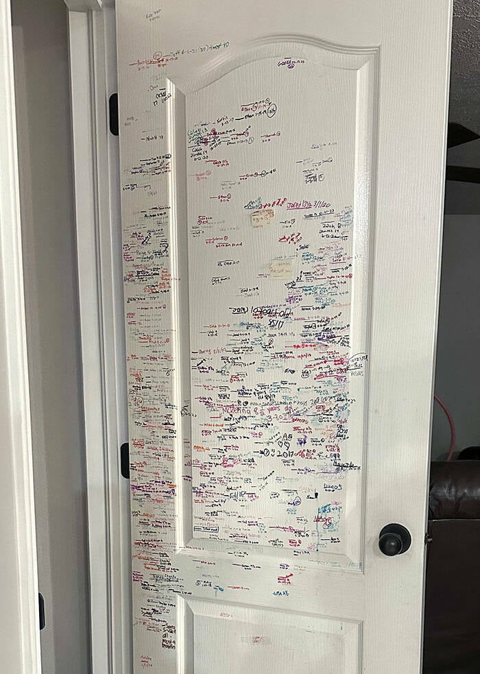 The Growth Chart Door At a Parent's House. 30 Years, 5 Kids, And 17 ...