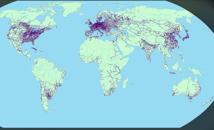 Map of world railway network - 9GAG