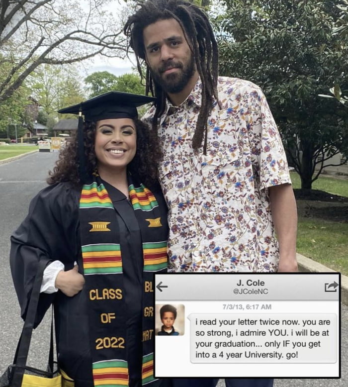 Back in 2013, J. Cole promised a fan (who was in high school at the ...