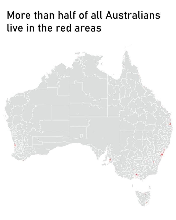 Look at how empty Australia is. - 9GAG