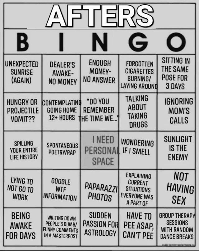 It's saturday and time for some druggie bingo - 9GAG