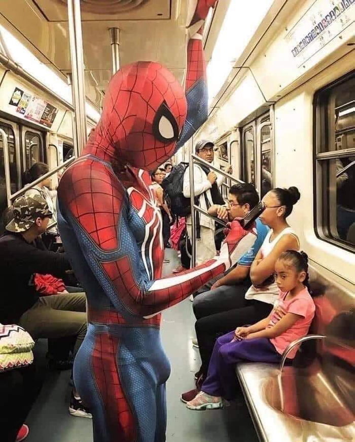 Spider-Man on the train back home - 9GAG