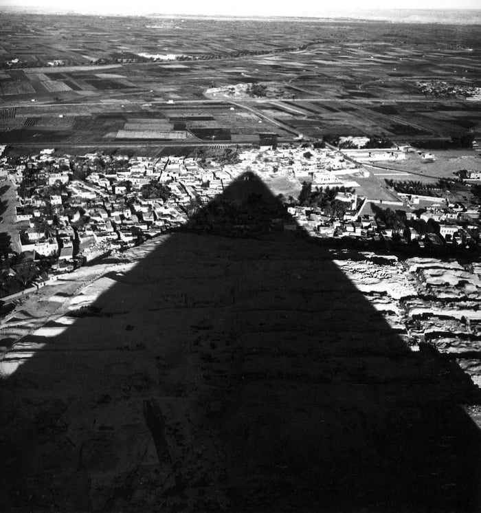The Shadow of the Great Pyramid, Egypt 1938. This image, taken by Lee ...
