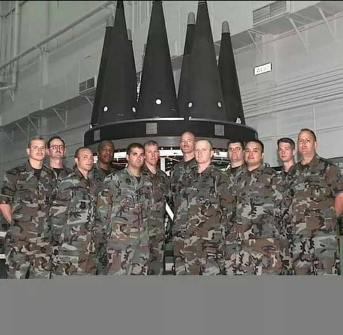 Reentry vehicles on a Peacekeeper ICBM deployment module prior to ...
