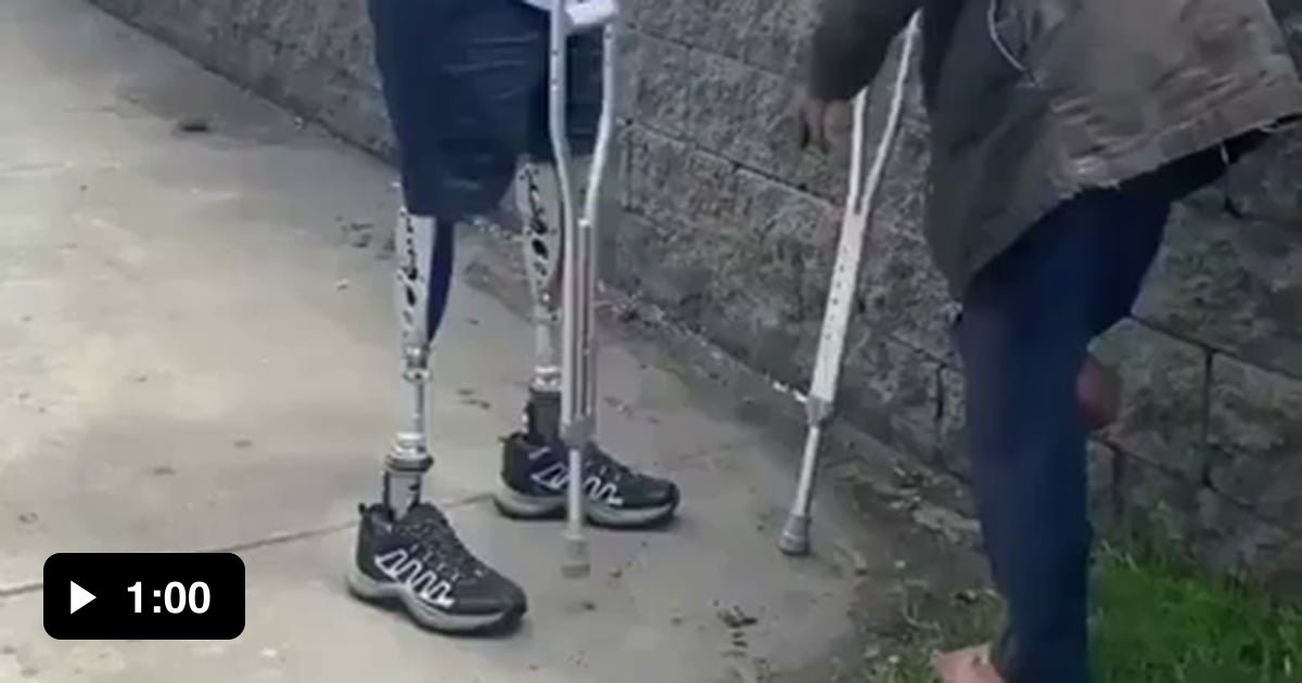 Disabled man gives his crutches to a disabled homeless amputee - 9GAG