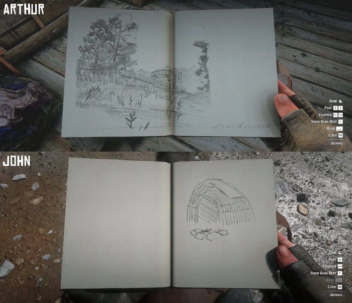 Attention to detail in Red Dead 2: John's drawing skill/technique is ...