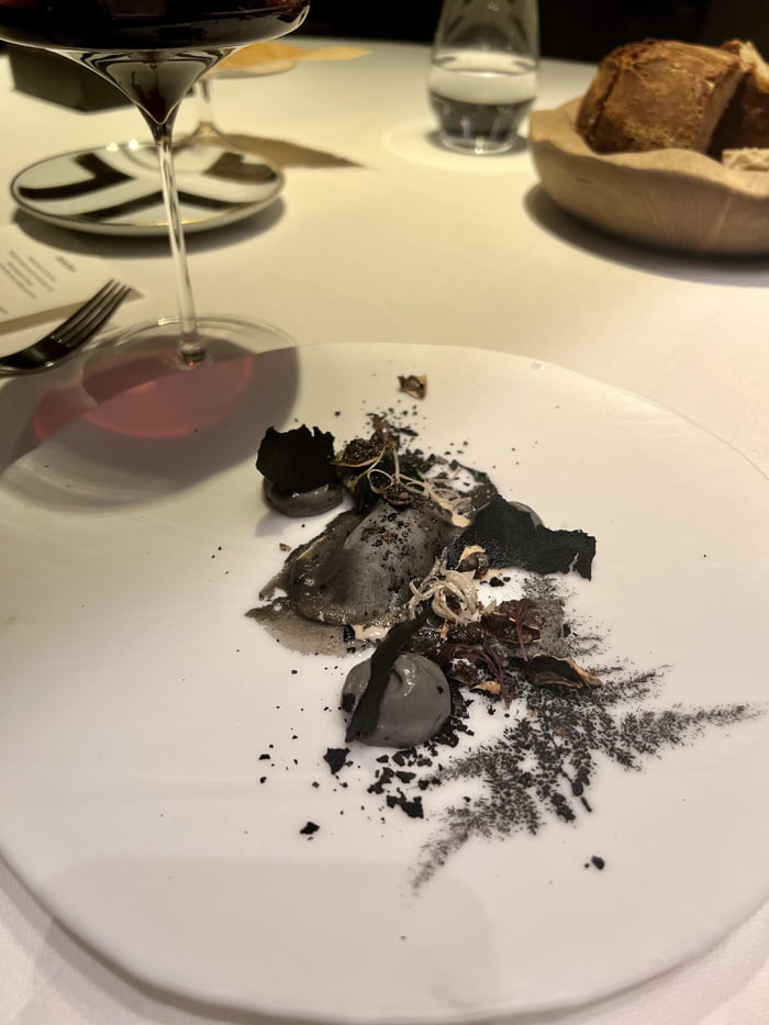 Triple-Michelin Star restaurant ABaC in Barcelona. Calcined roots ...