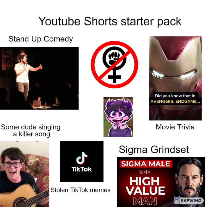 Youtube Shorts starter pack - 9GAG