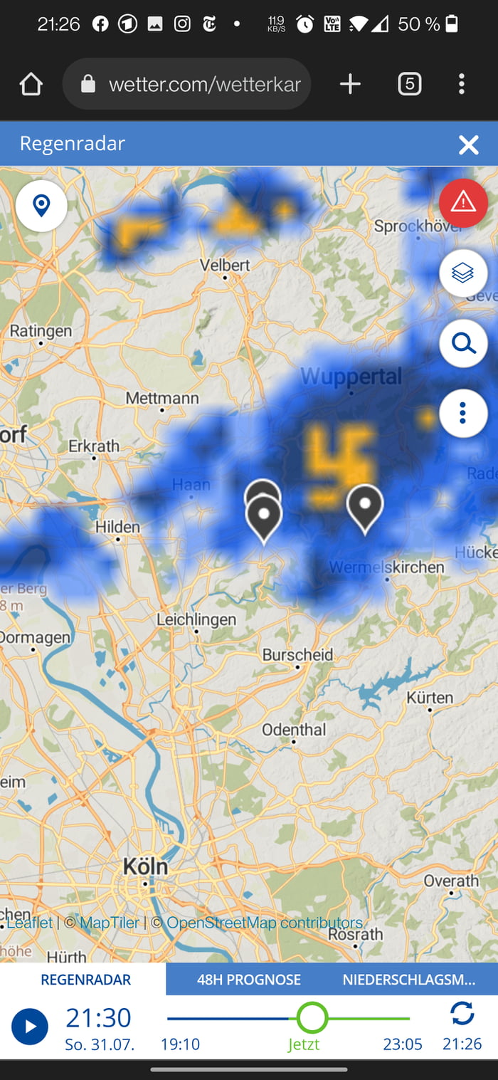 Rain radar shows some suspicious rain patterns... Why of all things ...