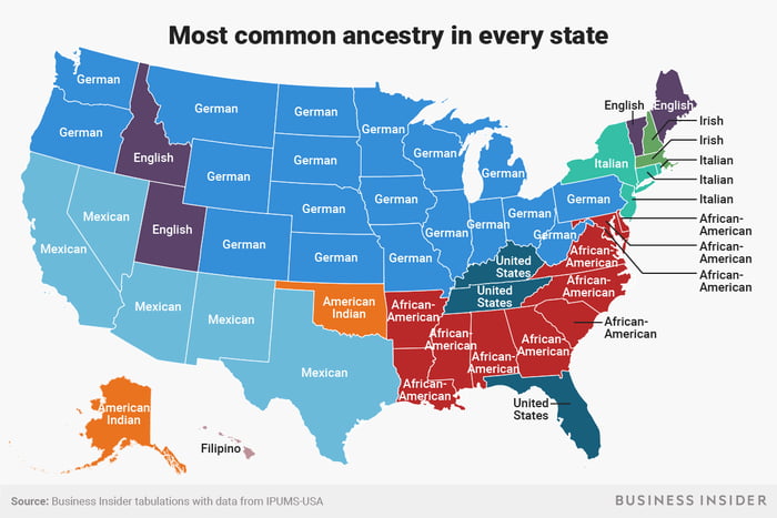 Here's the most common self-reported ancestry in each state and DC from ...