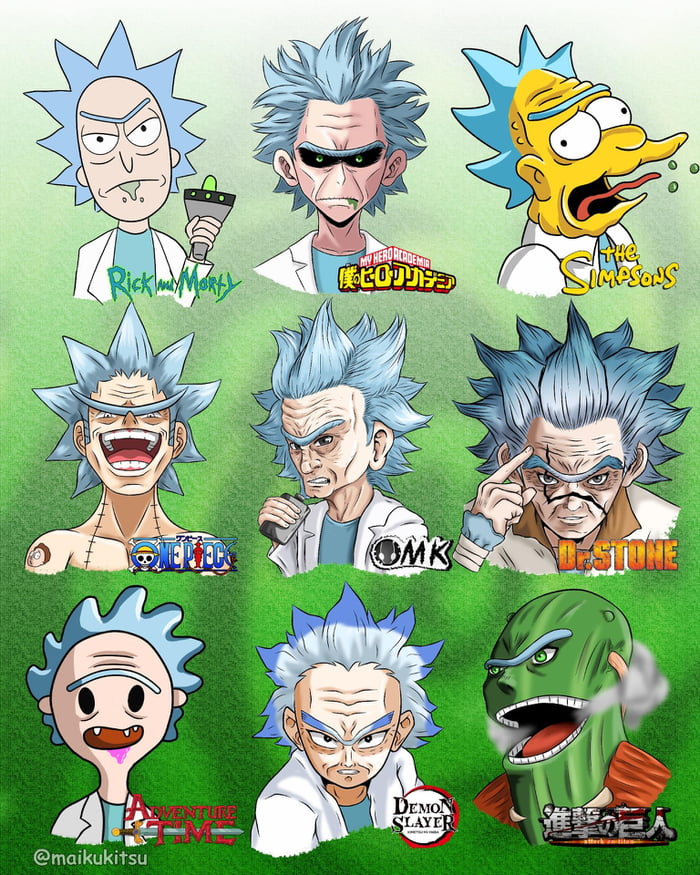 Rick Sanchez 9 art styles fanart instagram @maikukitsu - 9GAG