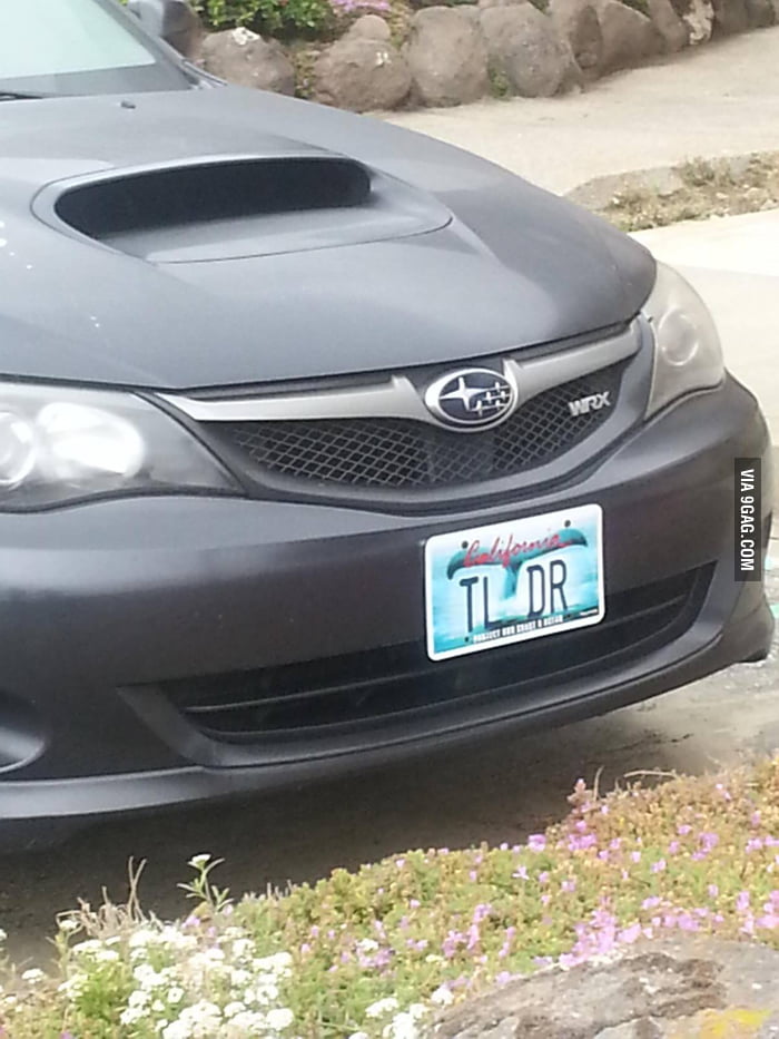 License plate number? TL;DR - 9GAG