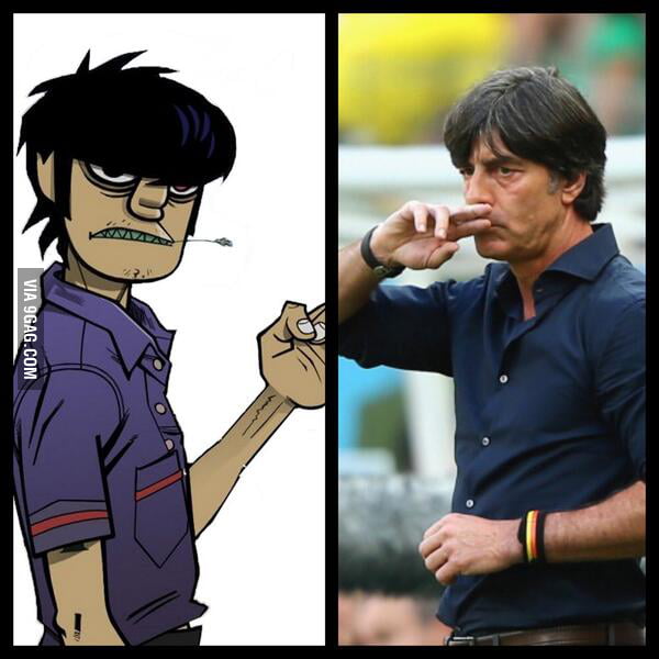 Murdoc Niccals from Gorillaz and Joachim Löw, Germany's coach. - 9GAG