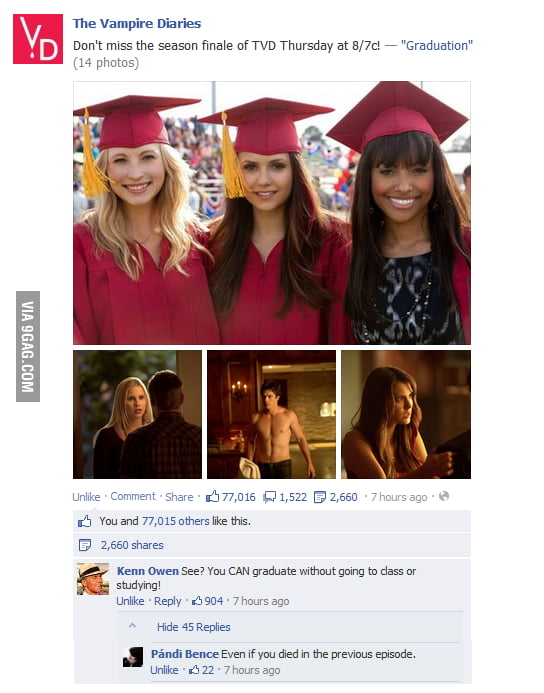 The Vampire Diaries "Graduation" - 9GAG