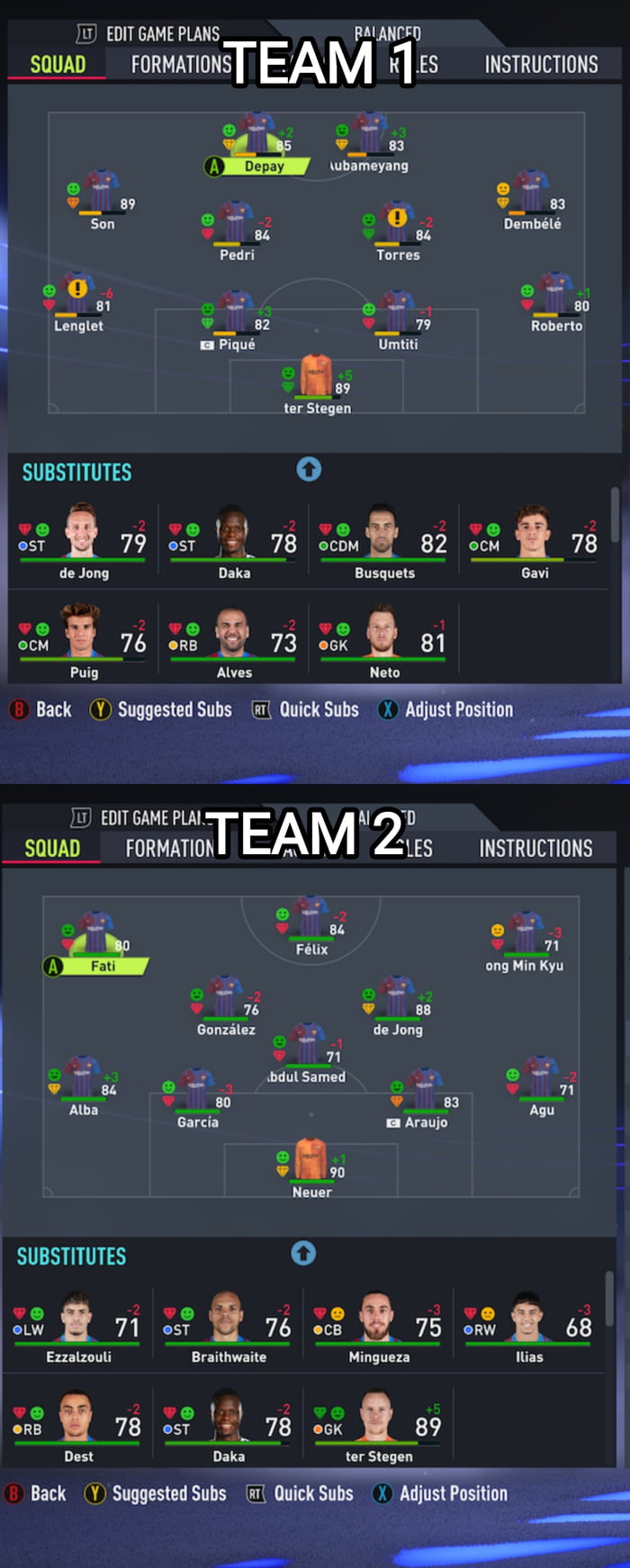 Minta saran dong gan. Ini team 1 dan team 2 gw di Fifa. Kira2 ada yg ...