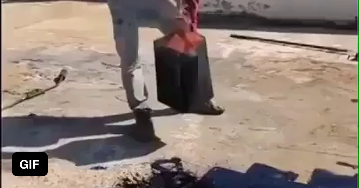 The puddle of tar on fire looks like a portal to hell - 9GAG