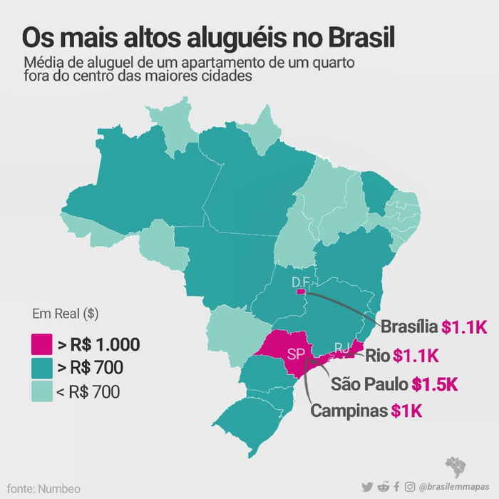 Mapa do preço médio do aluguel. - 9GAG