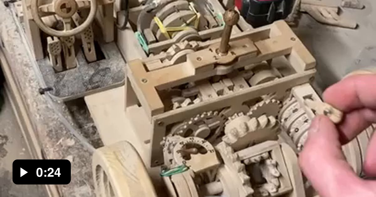 Working Car Engine made of 100% Wood - 9GAG