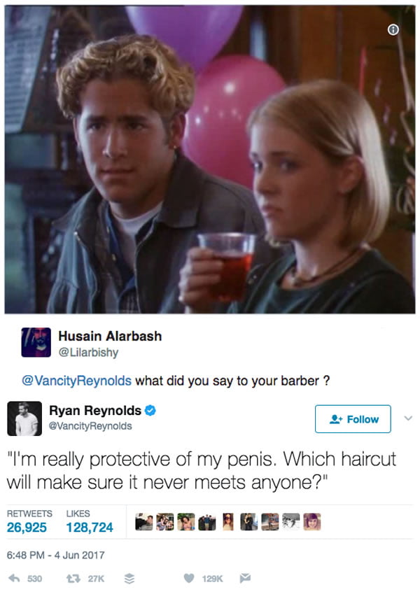 Ryan Reynolds had perfect reply to troll that mocked his terrible hair as a teen - 9GAG