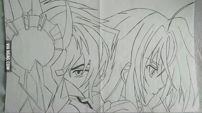 My drawing of Rias and Issei, what do you guys think - 9GAG