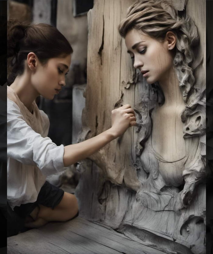 Her name is Victoria, a talented wood sculptor - 9GAG