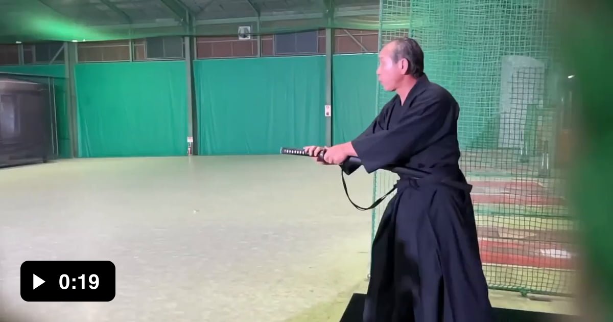 Samurai slicing baseball in half - 9GAG