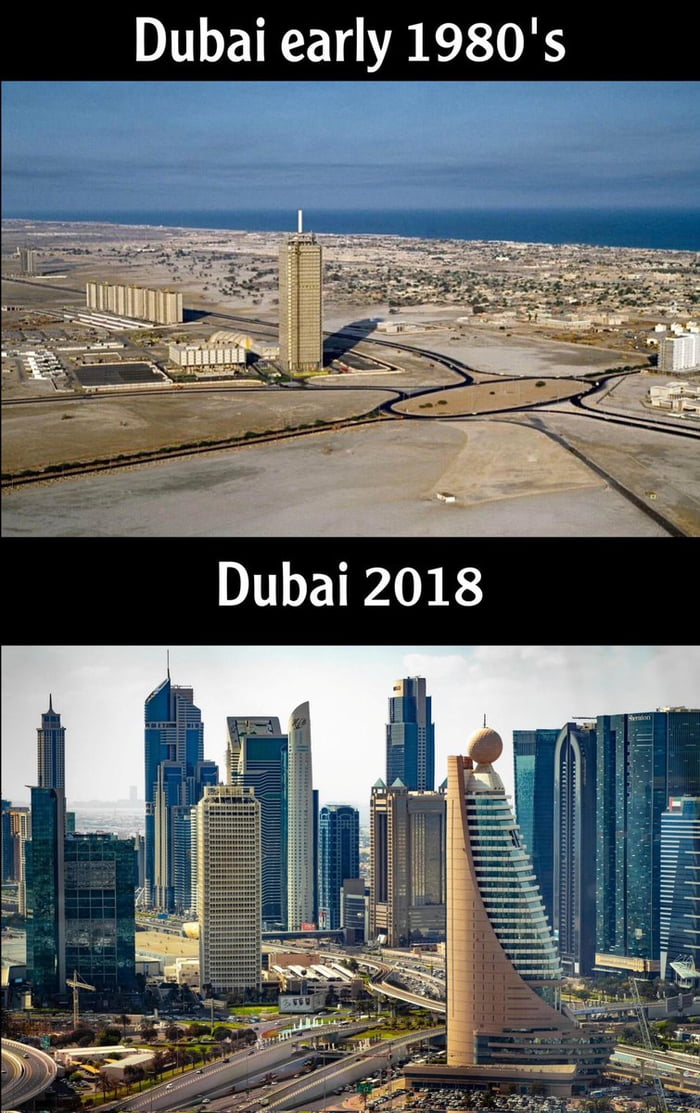 Dubai in 1980s vs 2018. - 9GAG